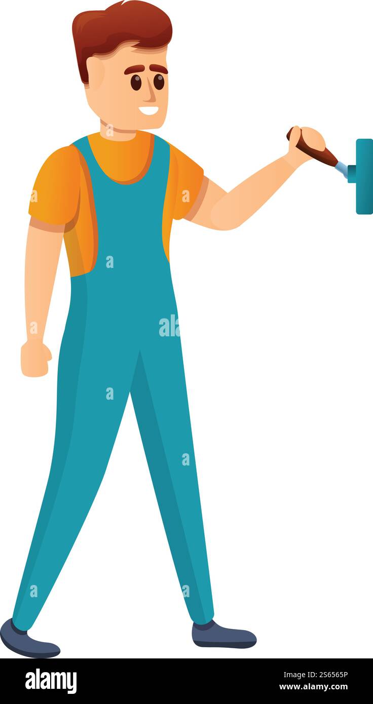 Man and power system icon. Cartoon of man and power system vector icon ...