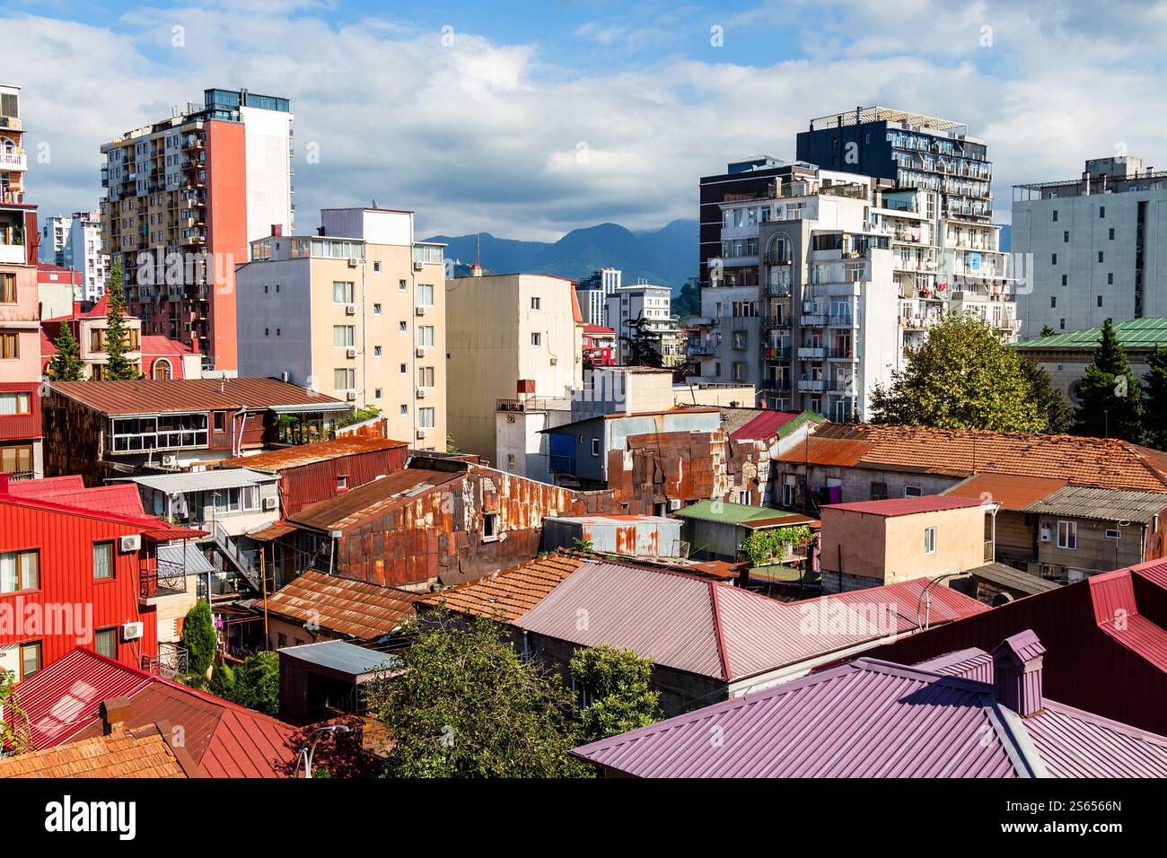 travel to Georgia - view of one-storey and multy-storey houses in ...