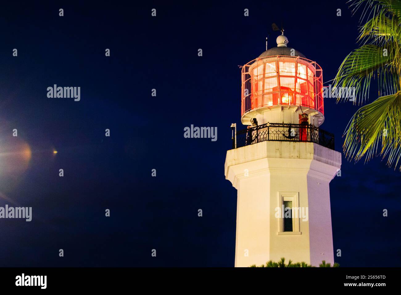 travel to Georgia - illuminated old lighthouse in Batumi city with ...