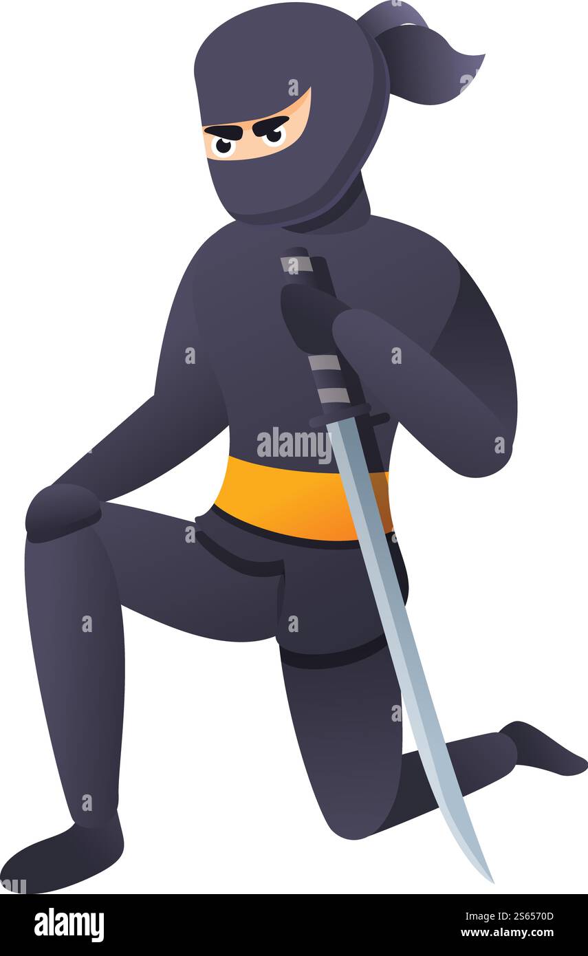 Ninja warrior icon. Cartoon of ninja warrior vector icon for web design ...