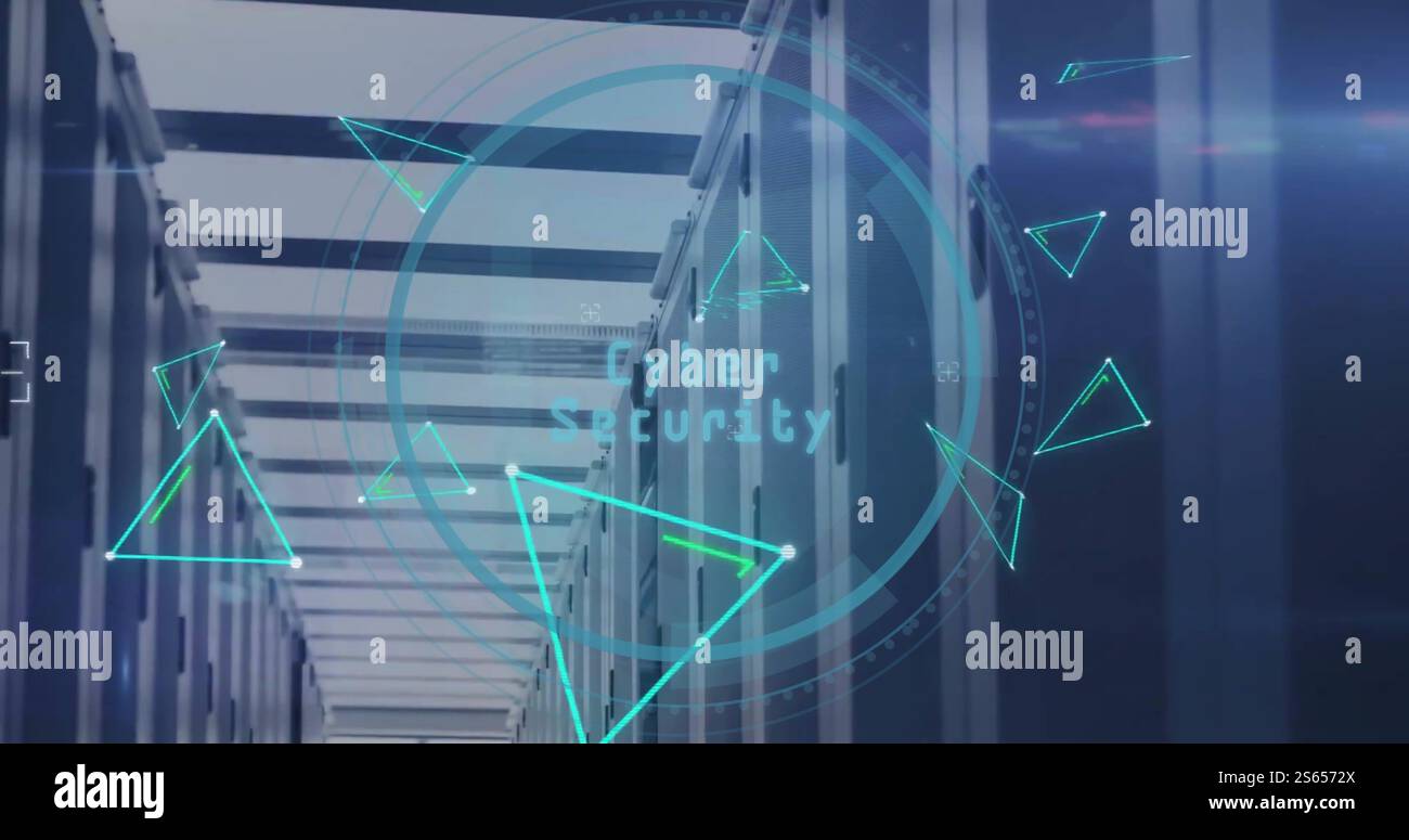 Image of shield icon and digital data processing over computer servers ...