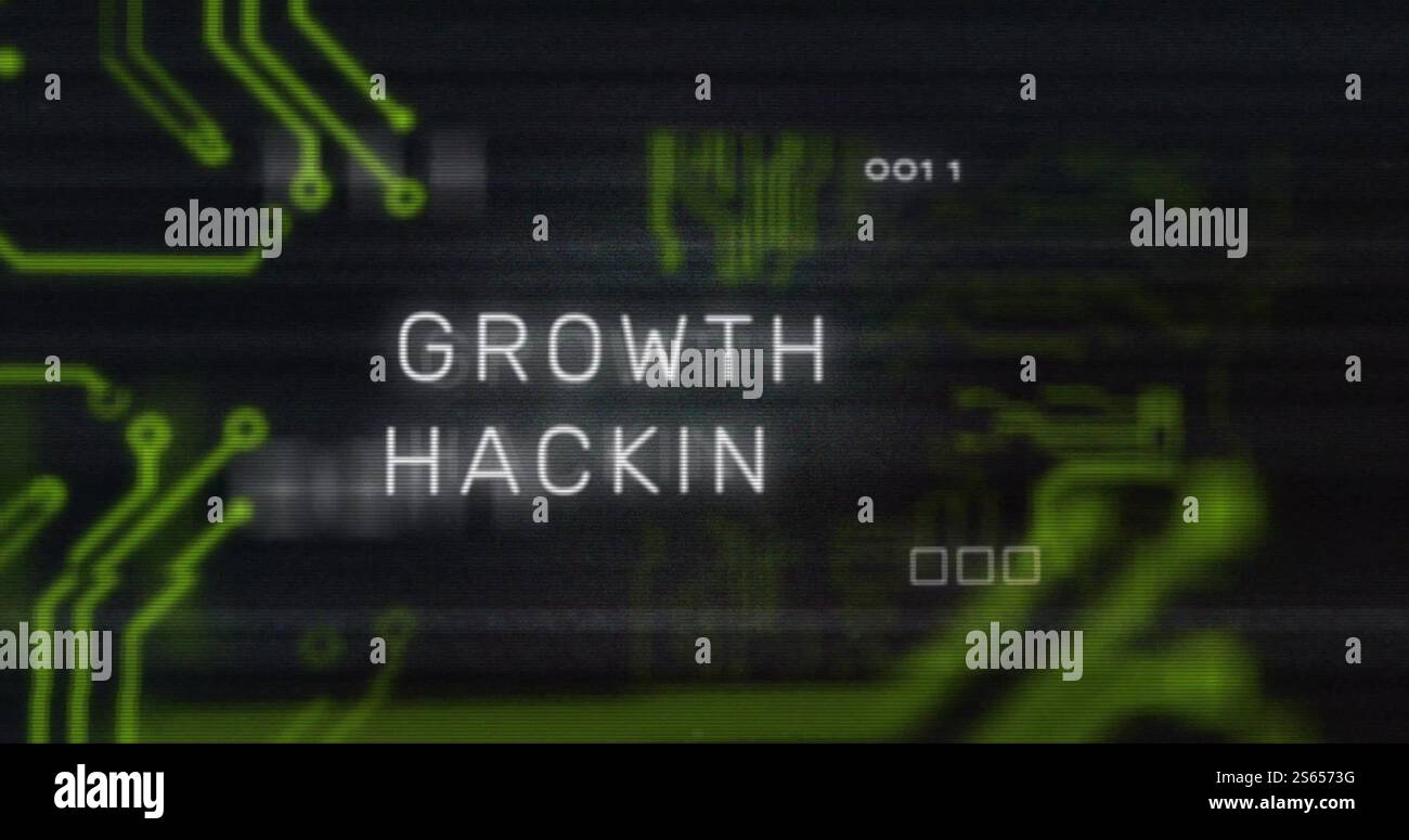 Growth hacking text image over green circuit board graphics Stock Photo - Alamy
