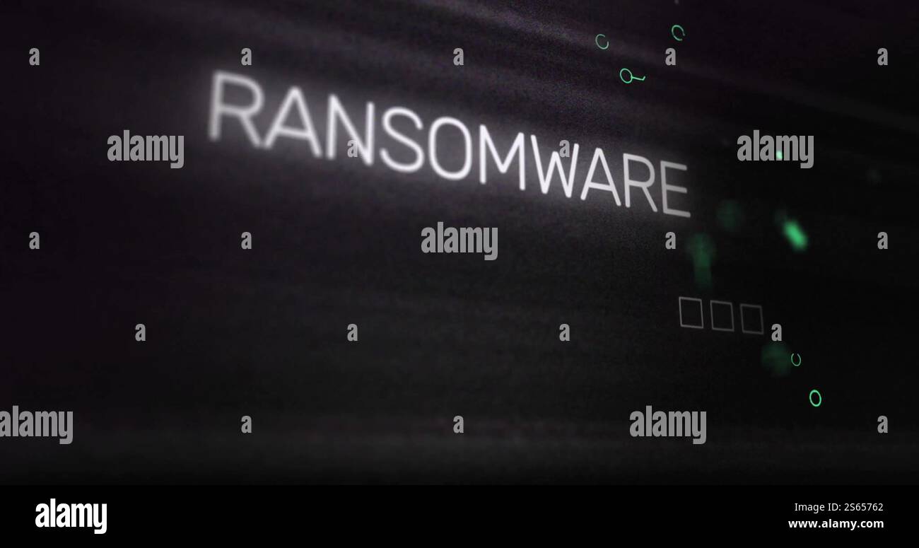 RANSOMWARE text image over dark background with digital interface elements Stock Photo - Alamy