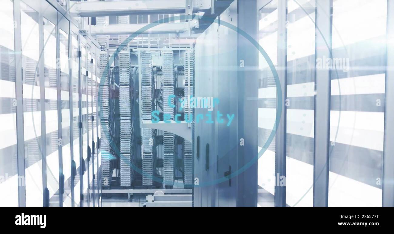 Image of cyber security text and biometric eye scanner over server room Stock Photo - Alamy