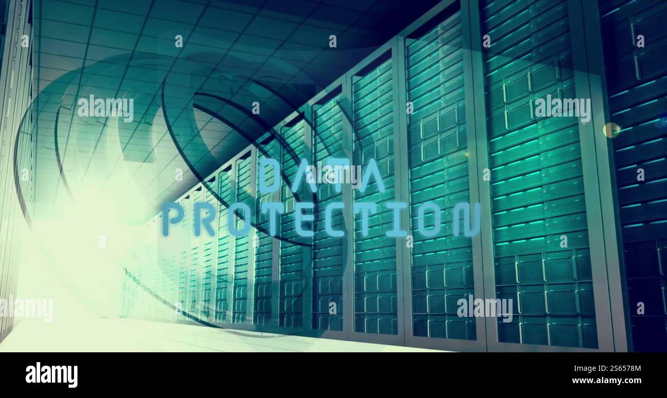 Image of global data network and loading rings over server room Stock Photo - Alamy