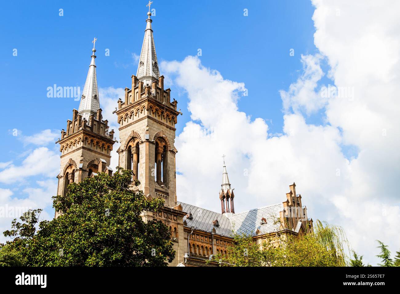 travel to Georgia - towers and roof of Batumi Cathedral of the Mother ...