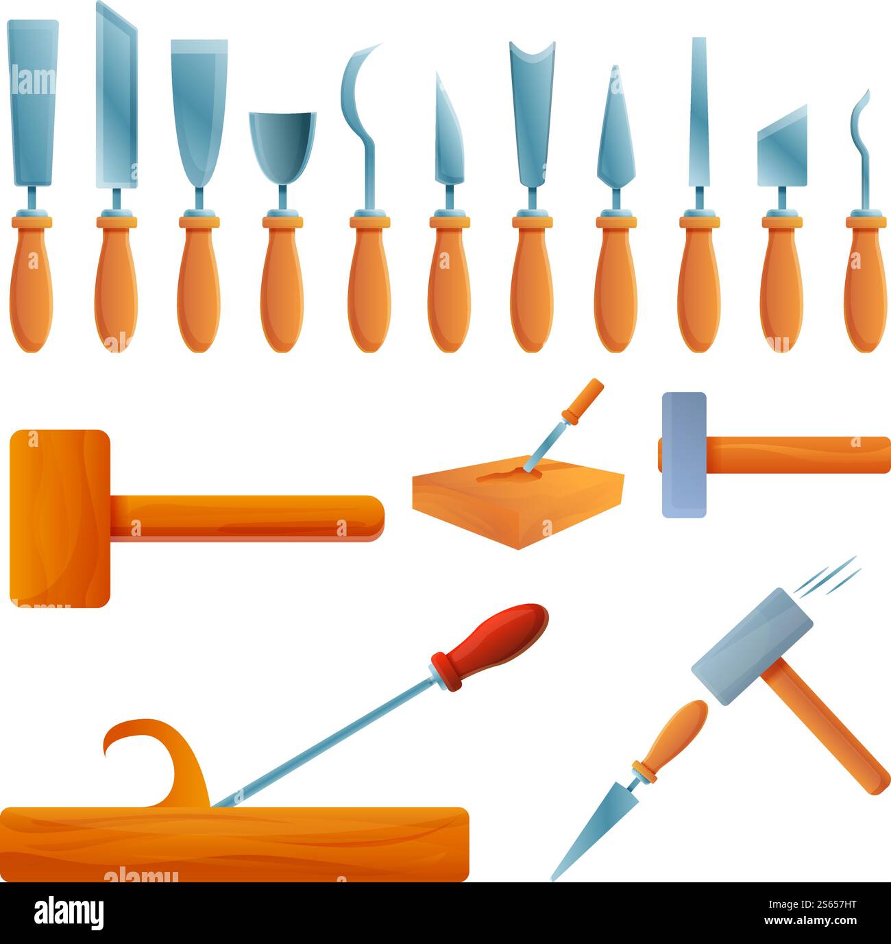 Chisel icons set. Cartoon set of chisel vector icons for web design ...
