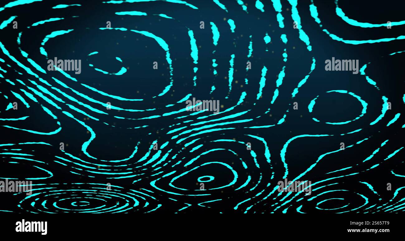 Image of glowing blue contour lines moving on dark background Stock ...