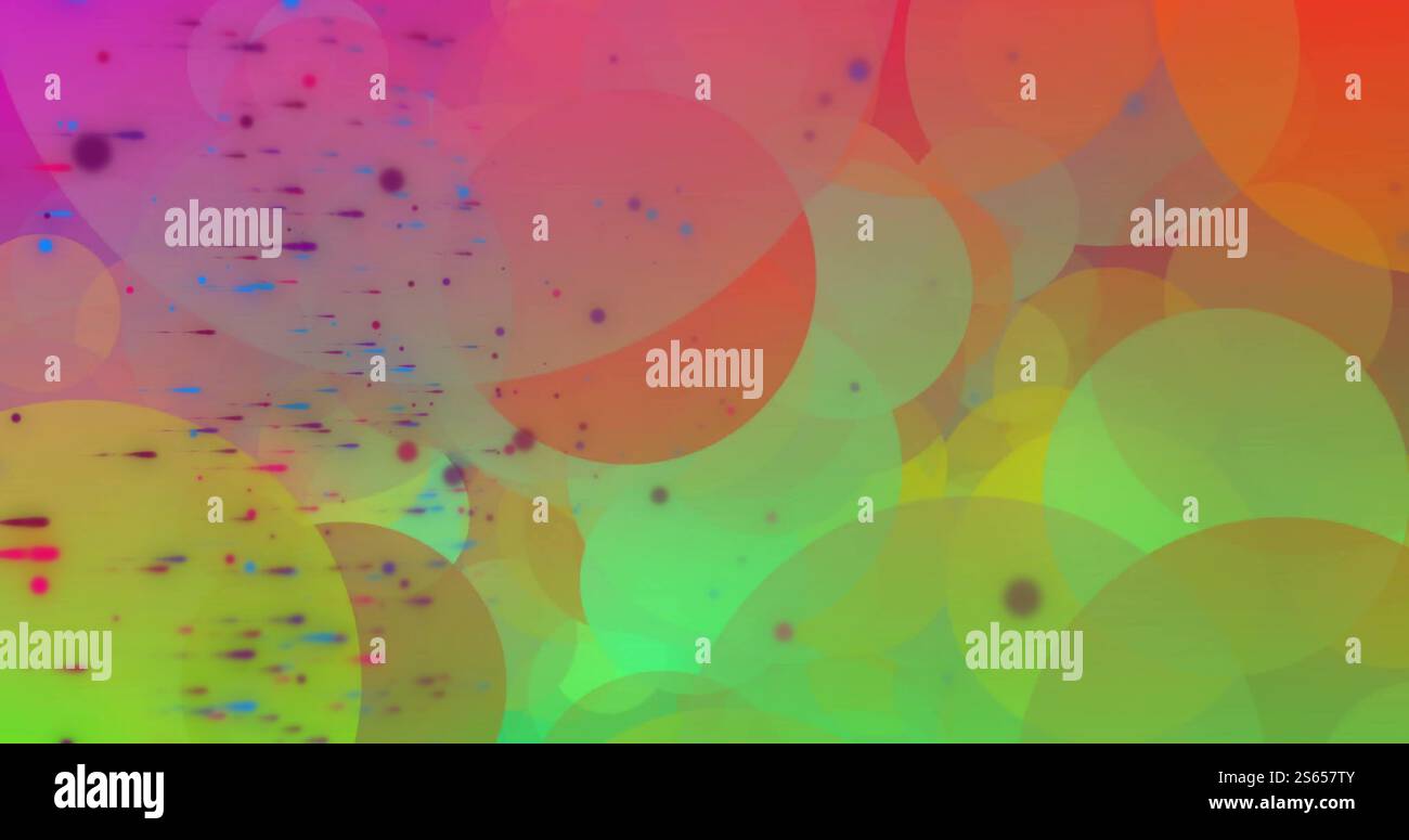 Image of colourful light spots moving over soft pink and green ...