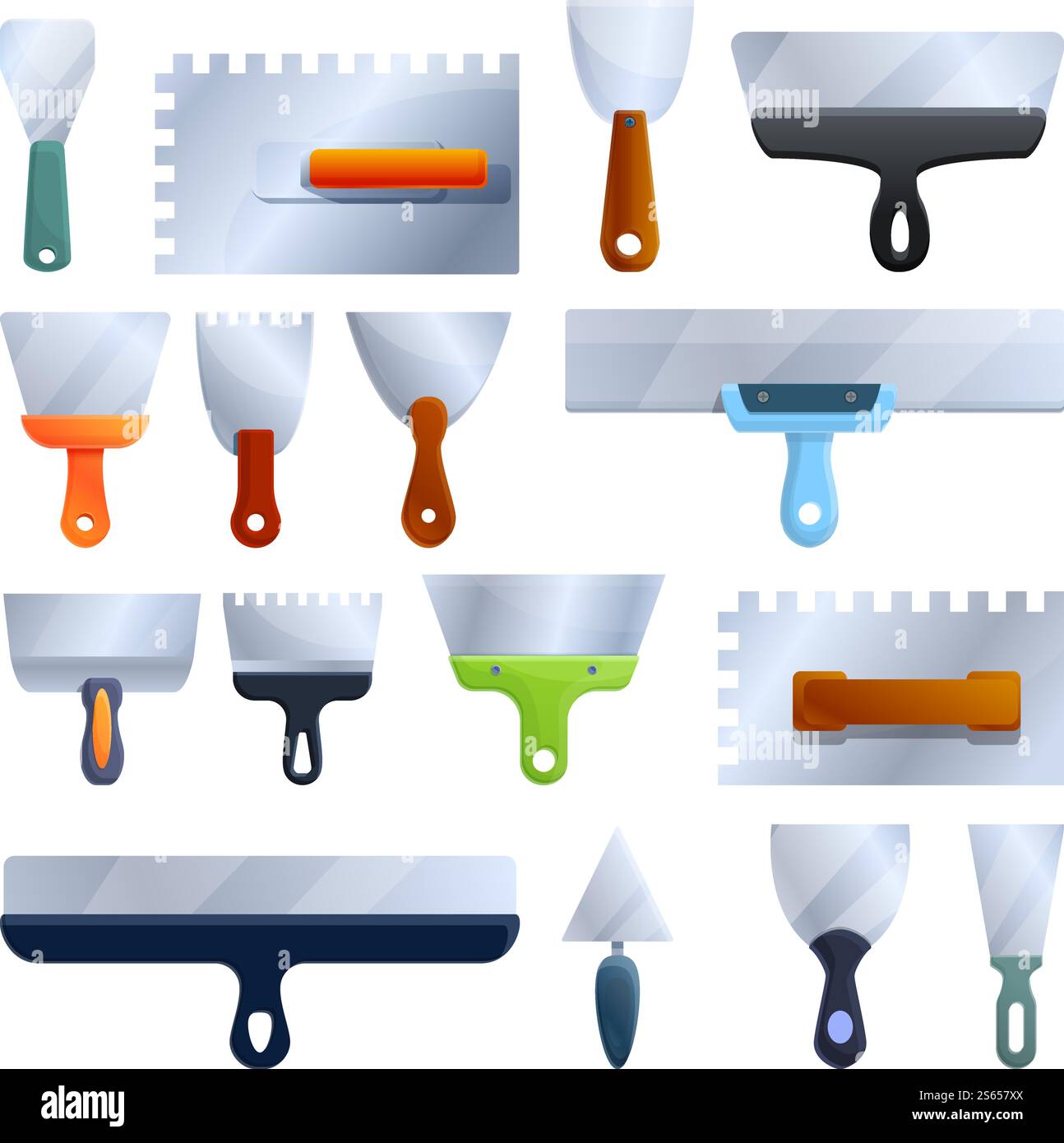 Putty knife icons set. Cartoon set of putty knife vector icons for web ...