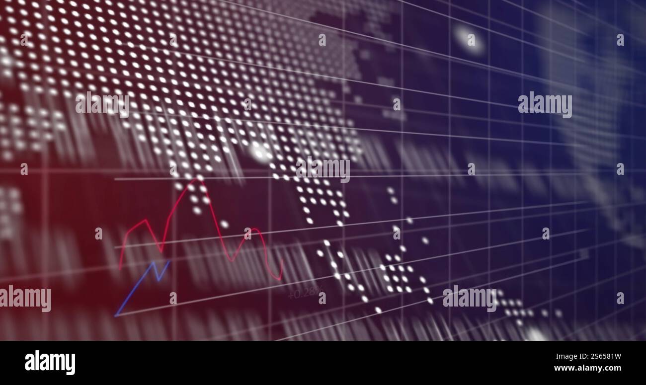 Financial data and stock market trends image over grid background Stock ...