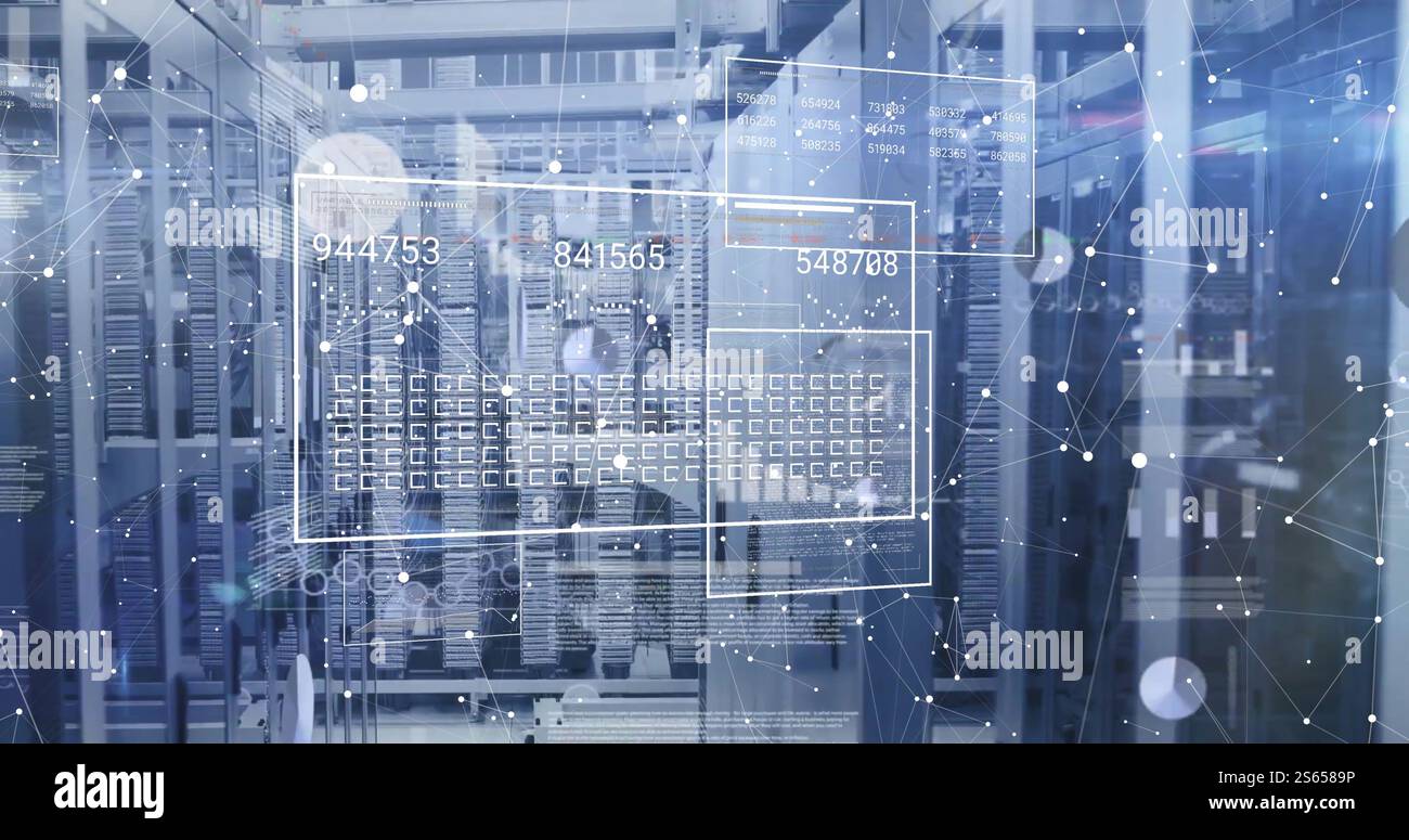 Image of data processing over and diagrams server room Stock Photo - Alamy