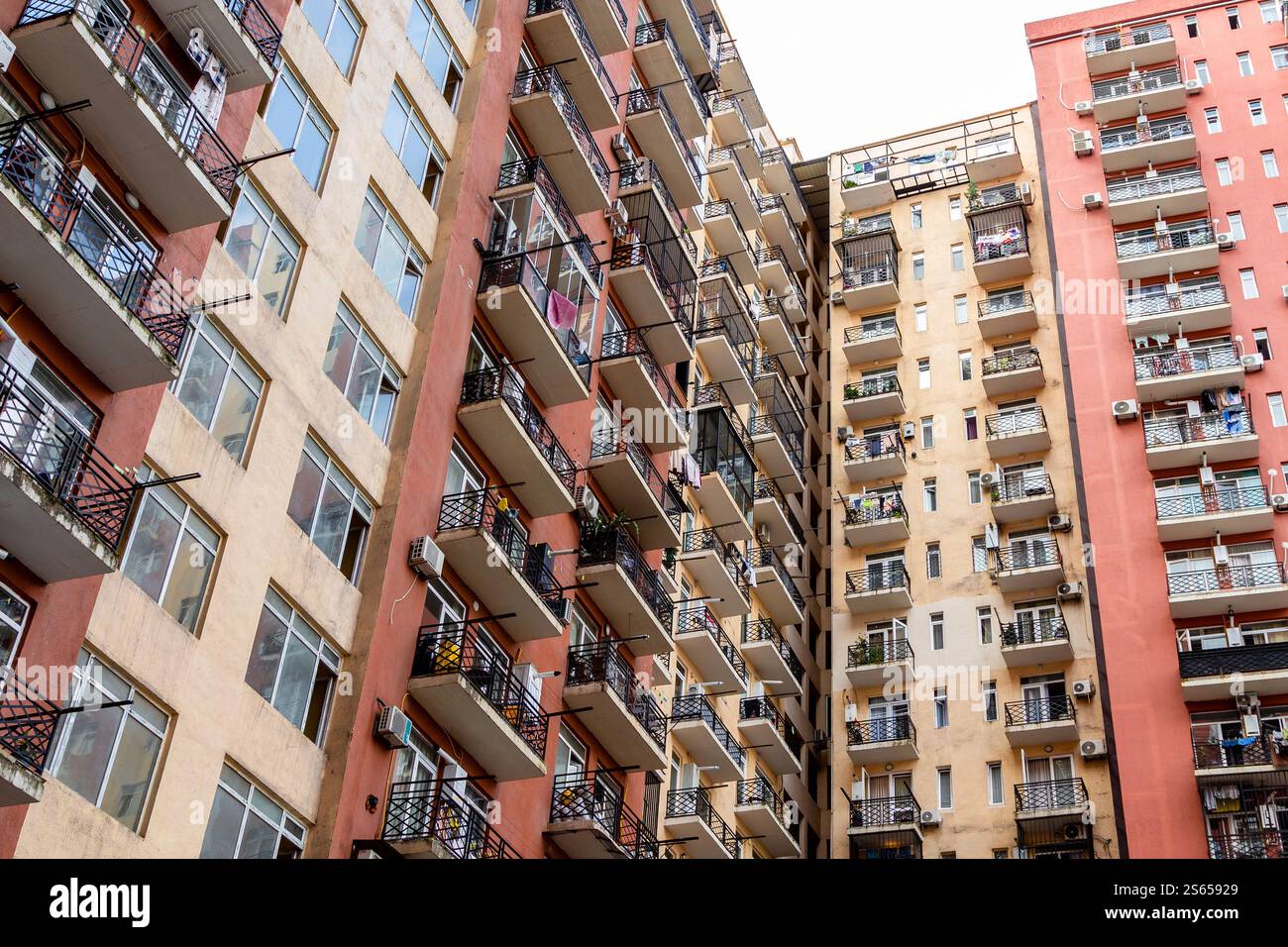 travel to Georgia - bottom view of high-rise apartment buildings in ...