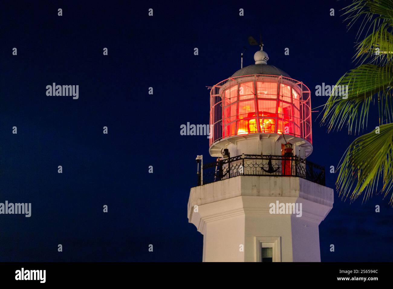 travel to Georgia - illuminated old lighthouse in Batumi city in autumn ...