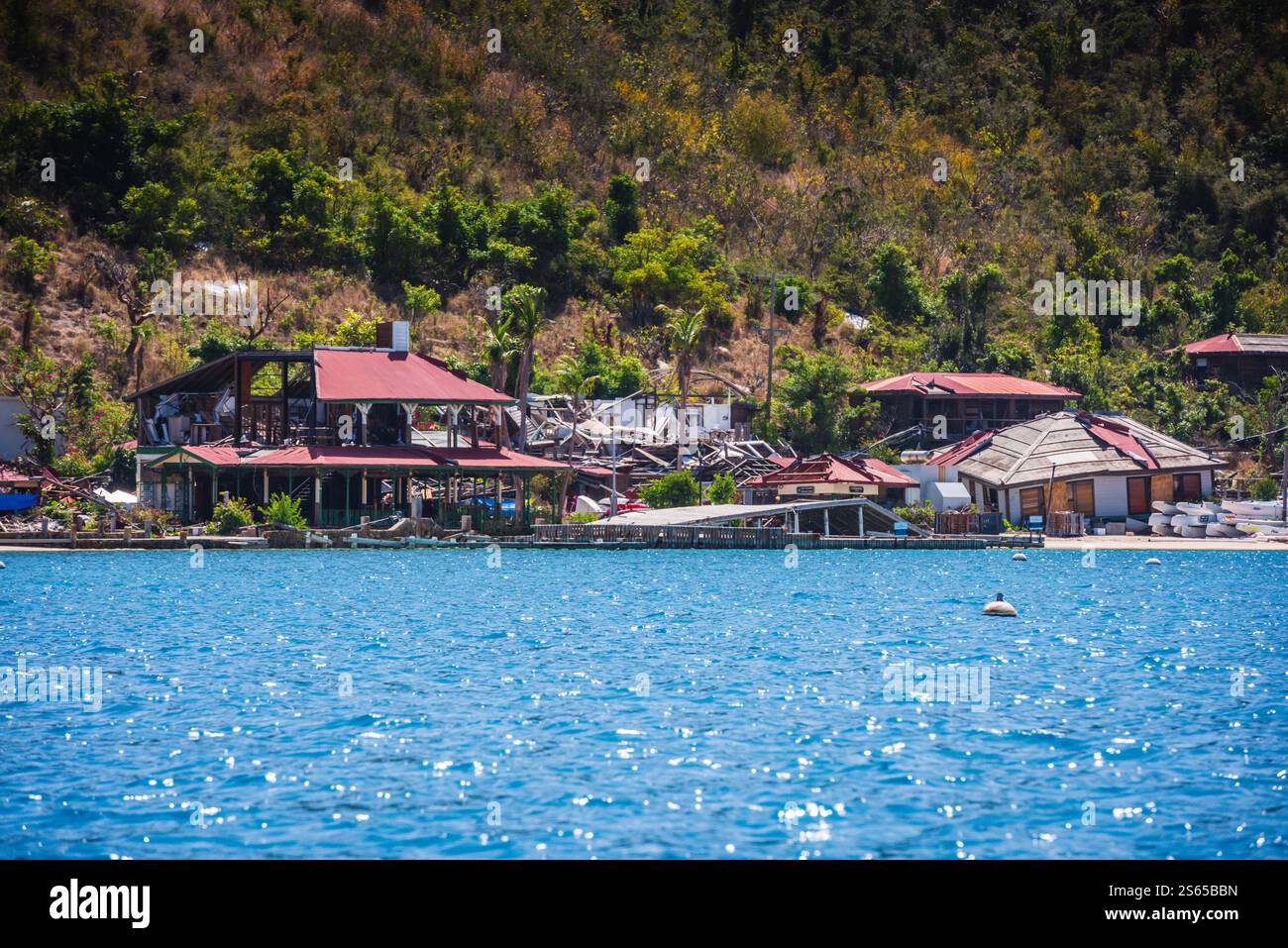Virgin Gorda, BVI - March 22, 2018: Building collapse and Hurricane ...