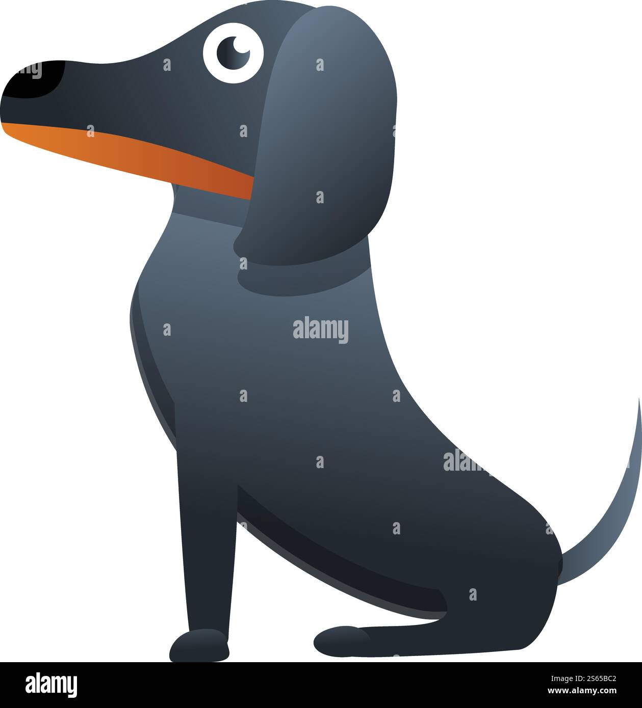 Black dachshund icon. Cartoon of black dachshund vector icon for web design isolated on white ...