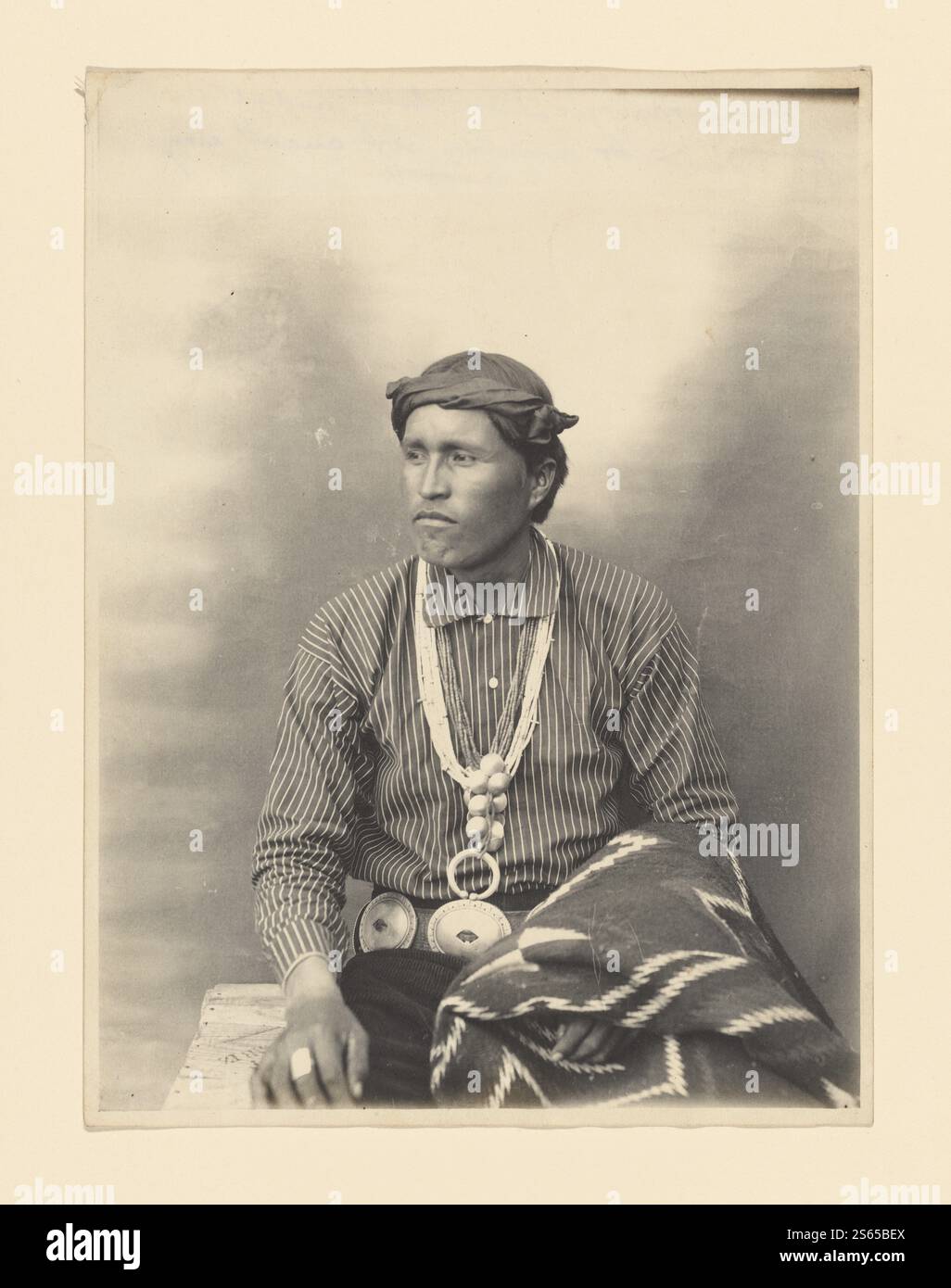 Portrait of Lah Poh, a Native American Hopi male; photograph taken by A ...