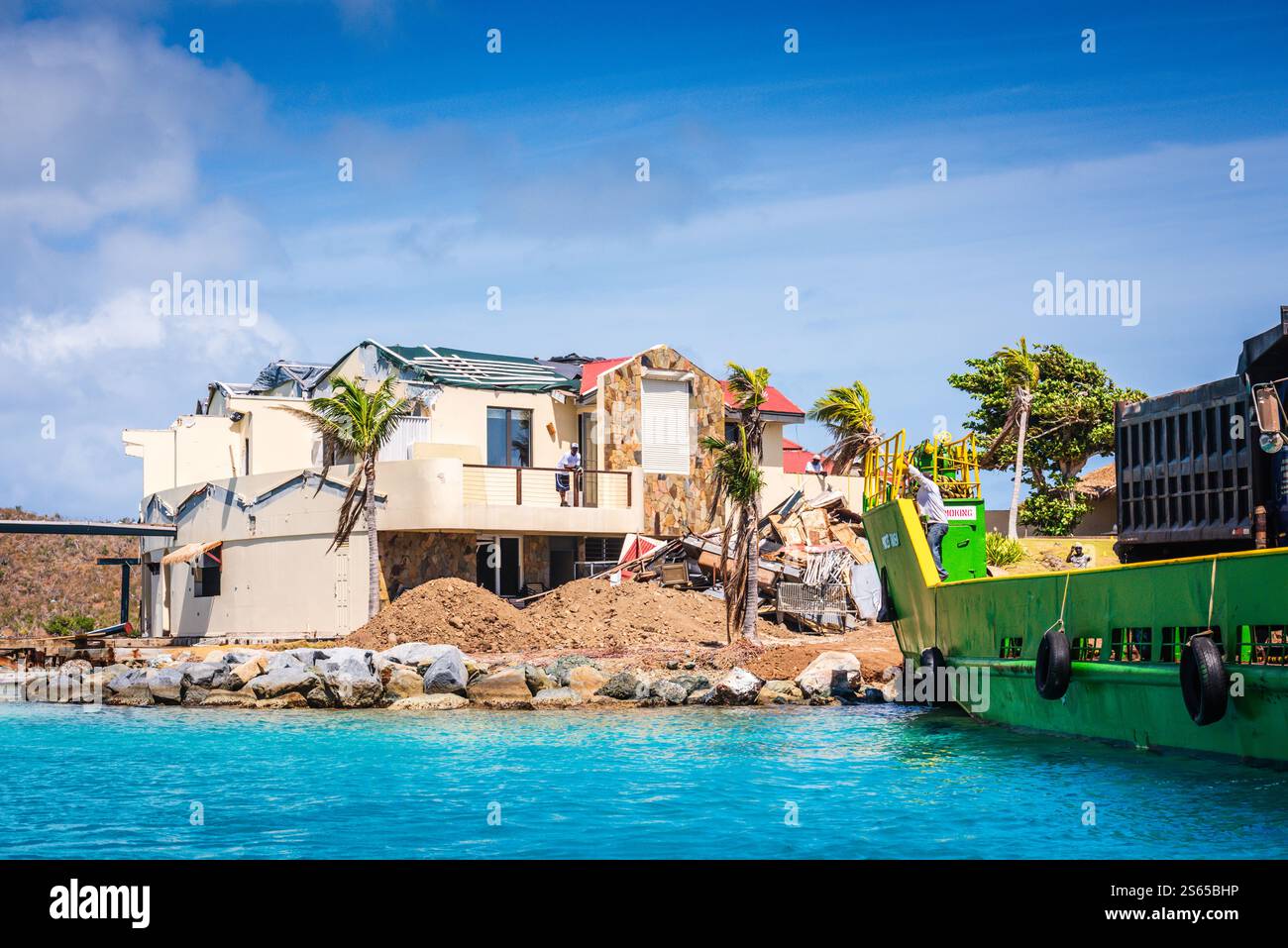 Virgin Gorda, BVI - March 22, 2018: Building collapse and Hurricane ...