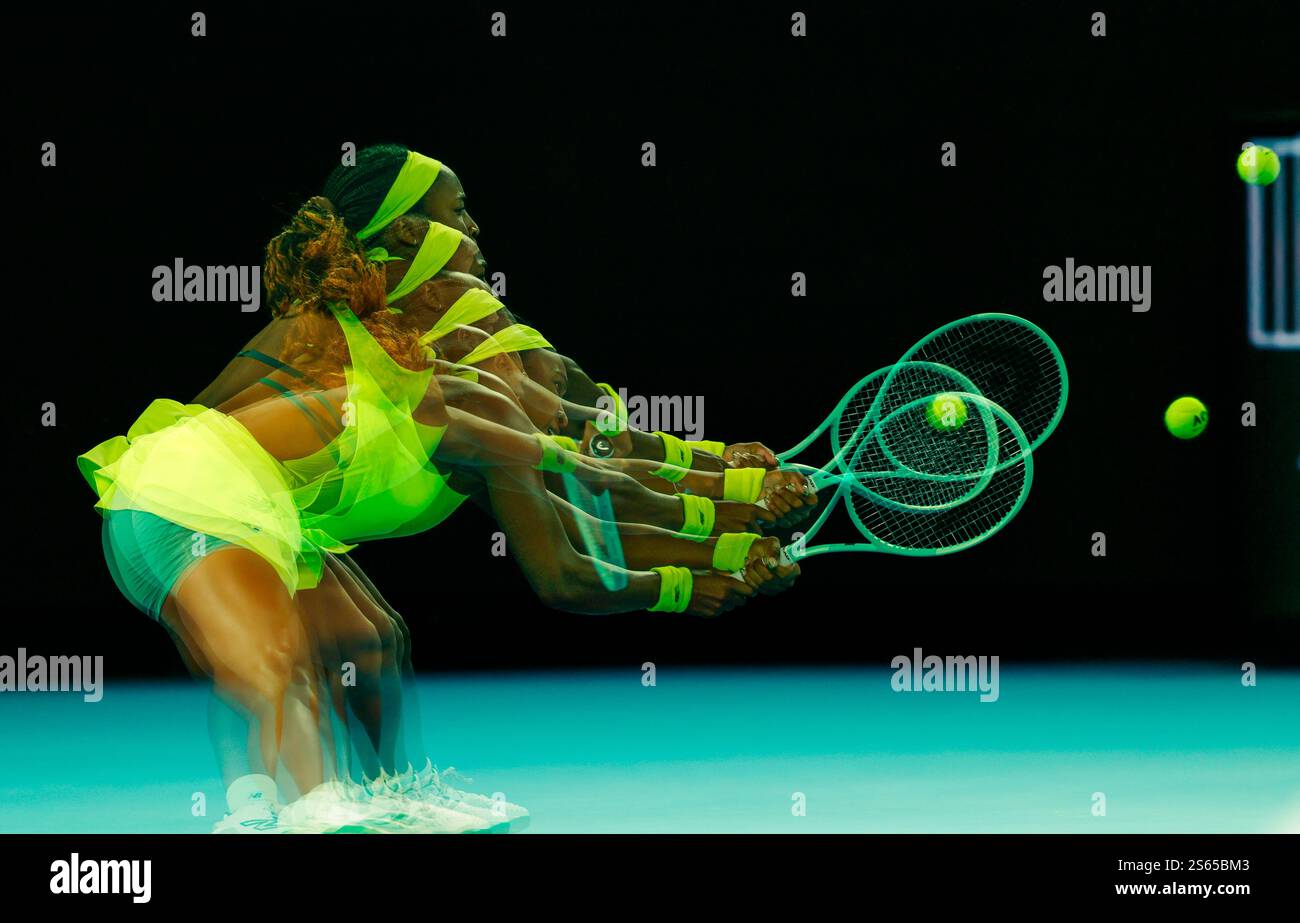 Melbourne, Australia, 15 Jan 2025. Coco Gauff (USA) during the 2025 Tennis Australian Open at ...