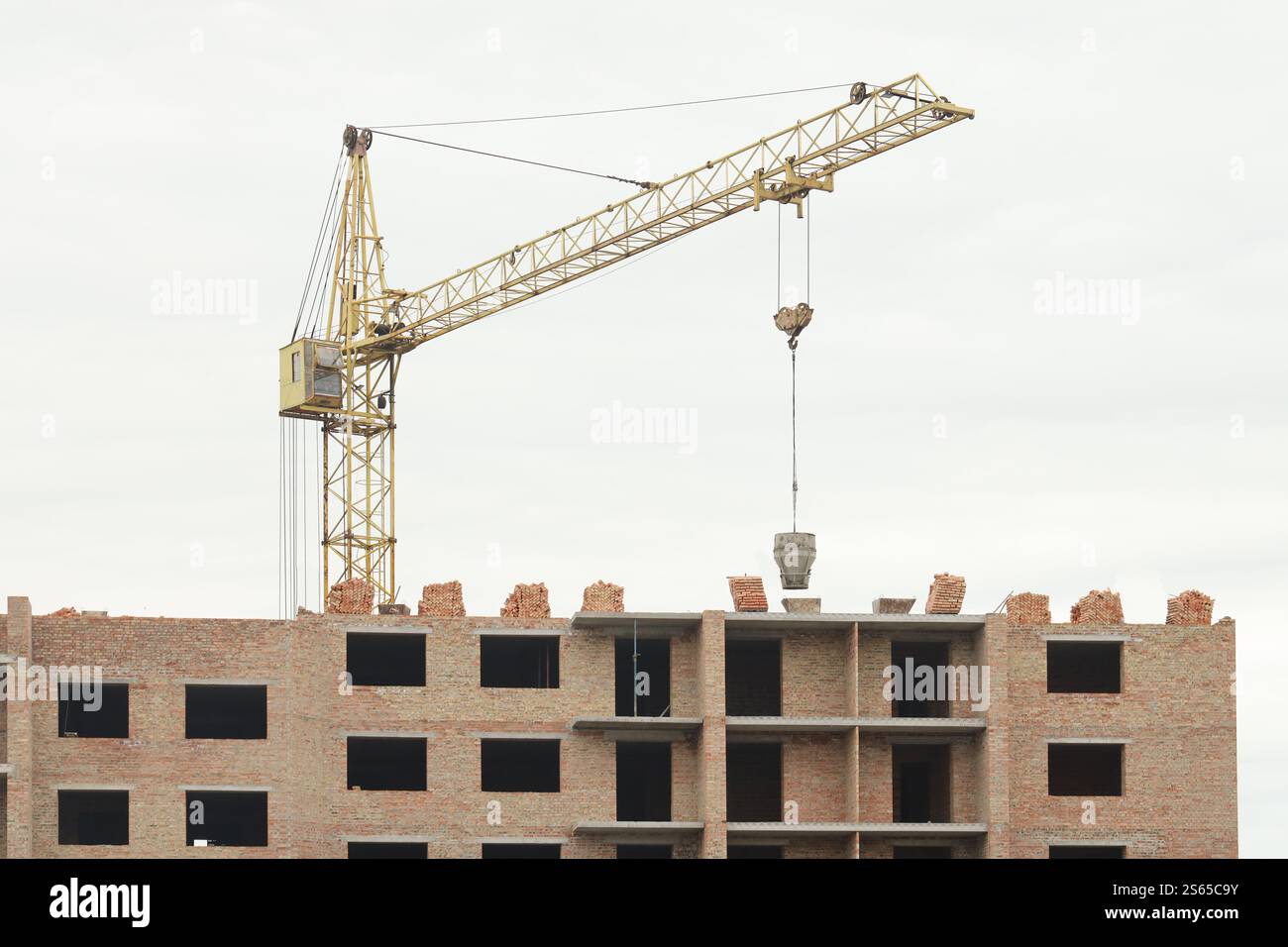 View of a large construction site with buildings under construction and ...