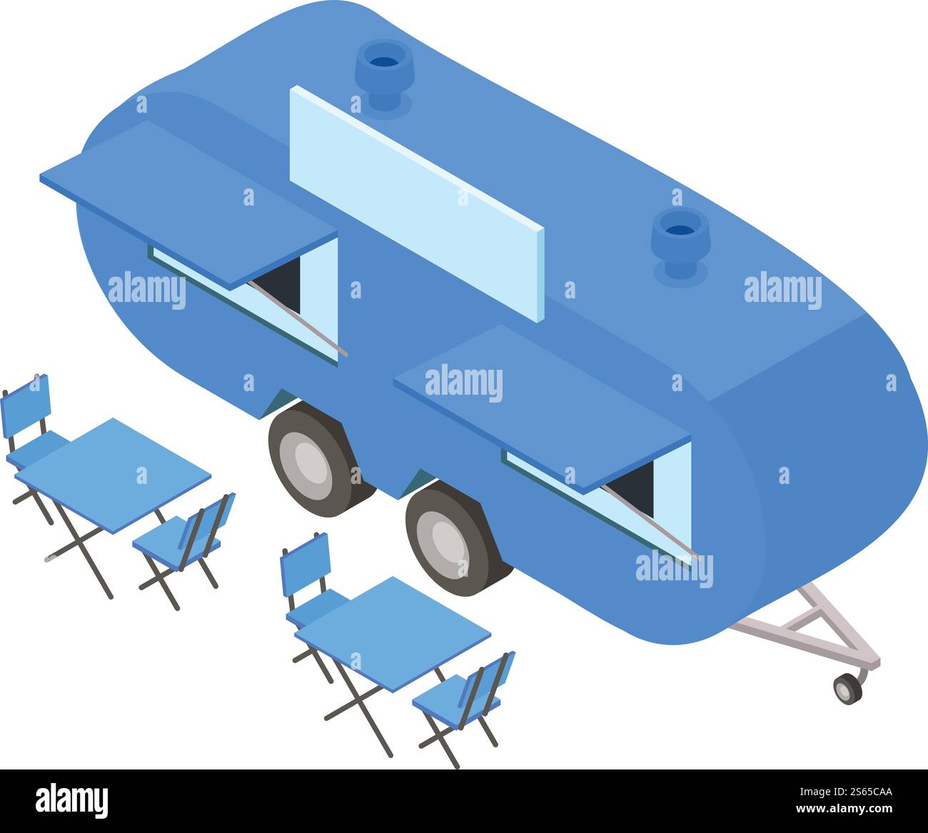 Street restaurant trailer icon. Isometric of street restaurant trailer ...