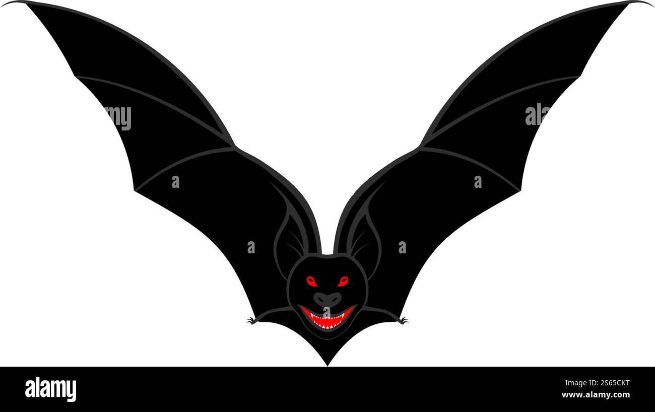 Scary Bat Over White Background for Creating Halloween Designs. Vector ...