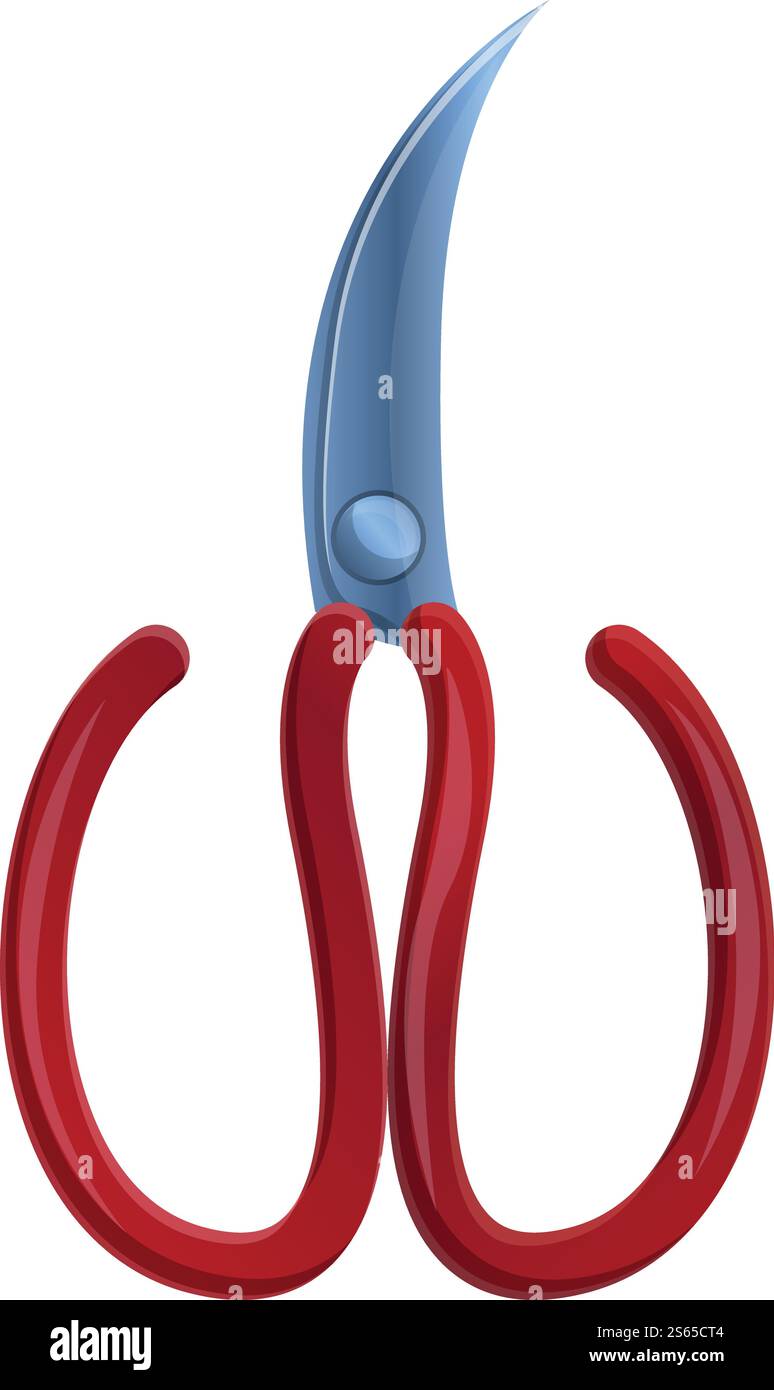 Curved scissors icon. Cartoon of curved scissors vector icon for web ...