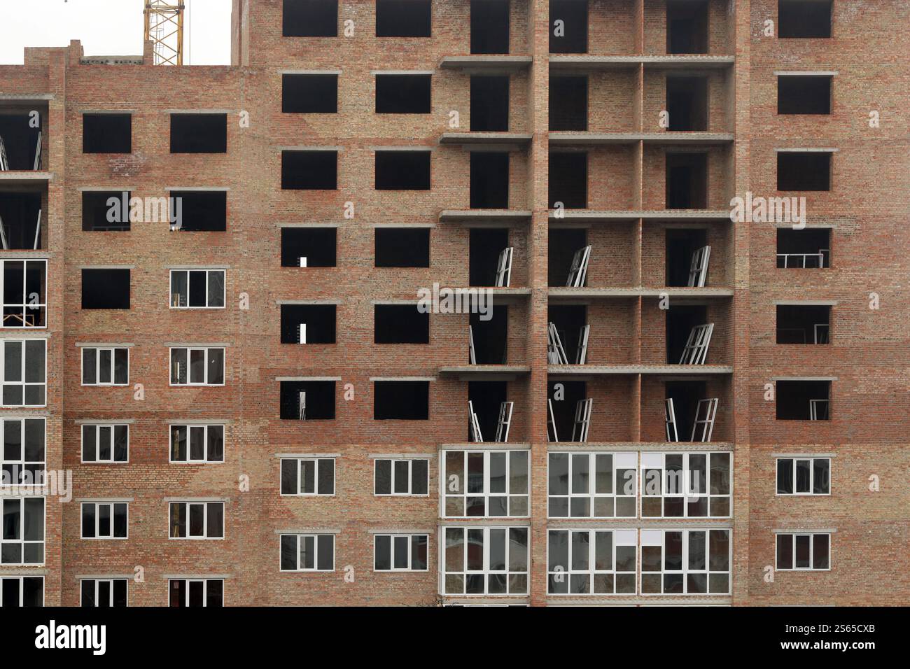 View of a large construction site with buildings under construction and ...