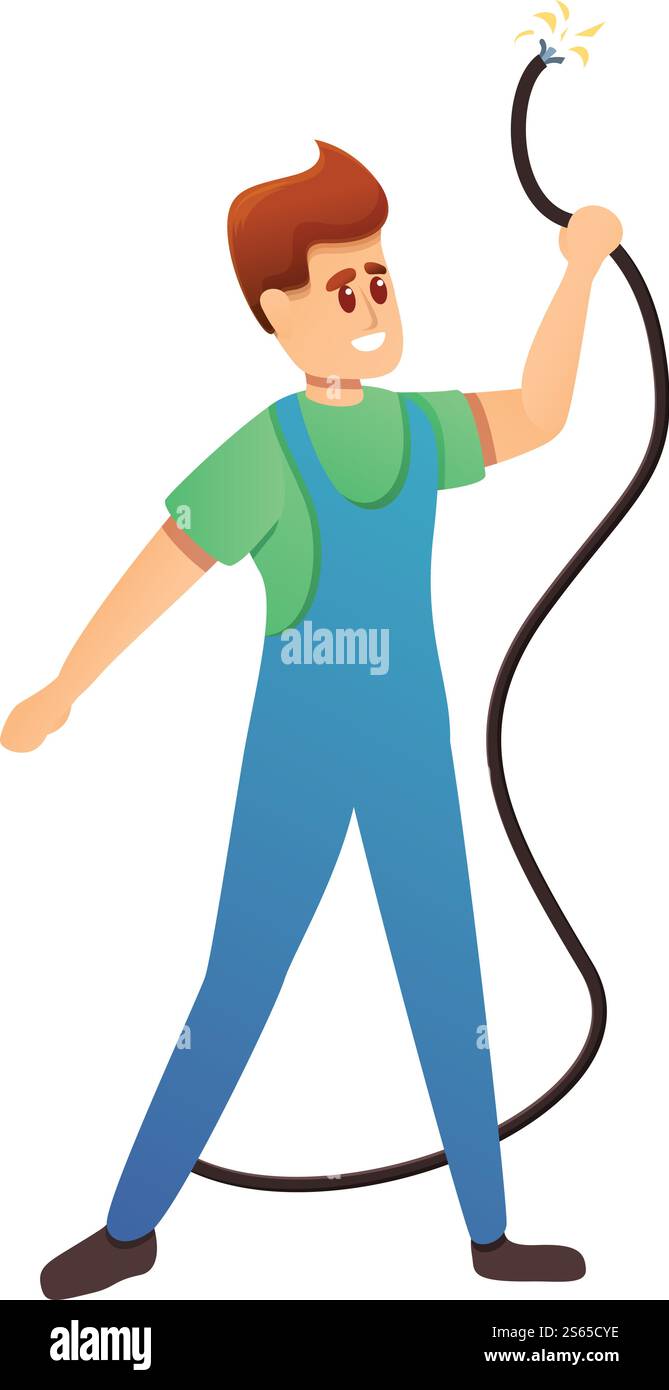 Lineman and wire icon. Cartoon of lineman and wire vector icon for web ...