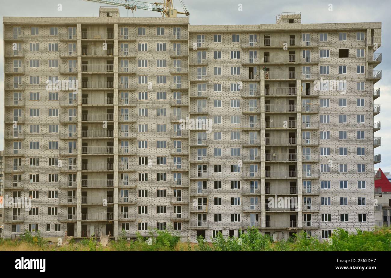 Textured pattern of a russian whitestone residential house building ...