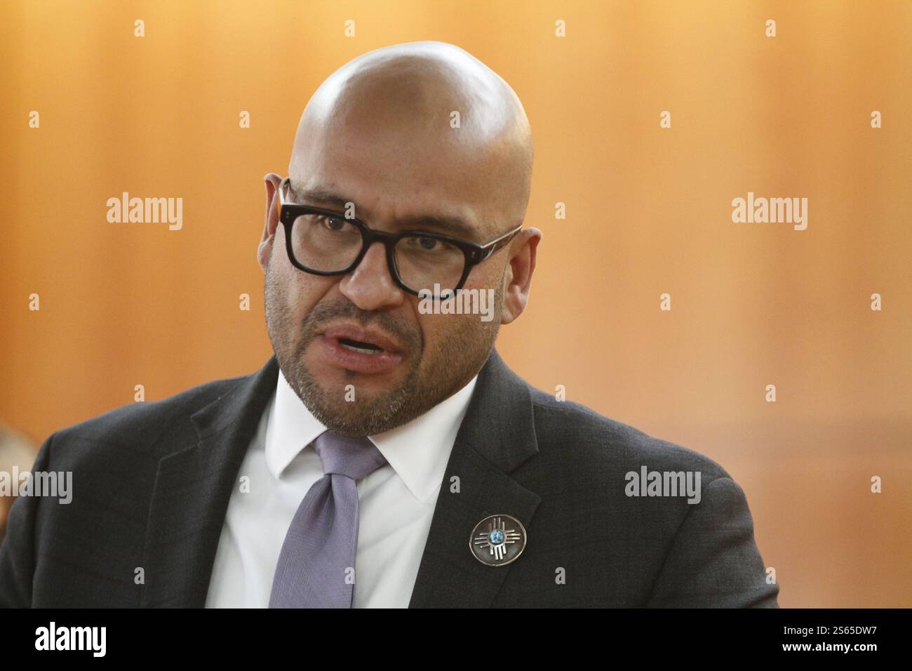 New Mexico state House Speaker Javier Martínez of Albuquerque presents ...