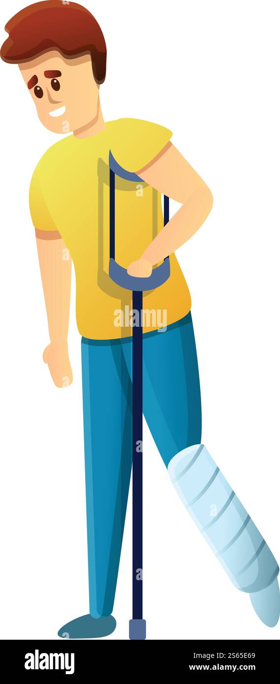Patient plaster leg icon. Cartoon of patient plaster leg vector icon ...