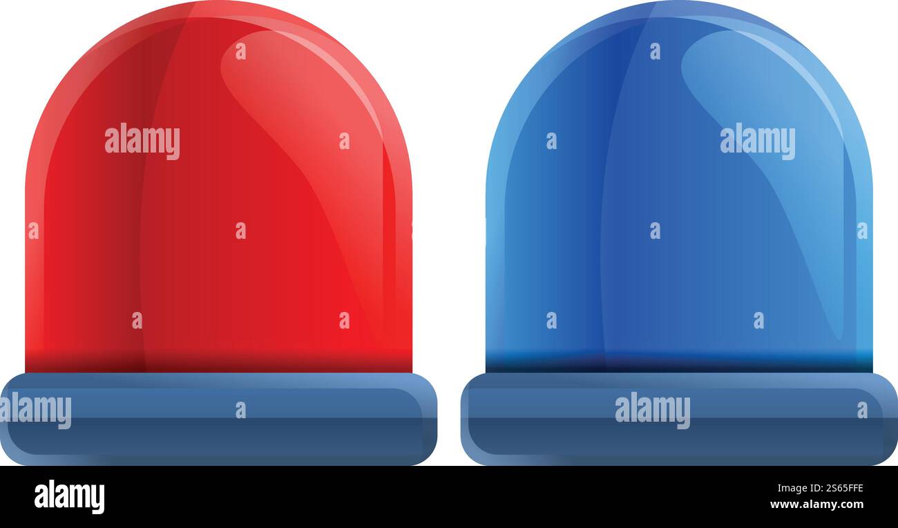 Red blue police flasher icon. Cartoon of red blue police flasher vector ...