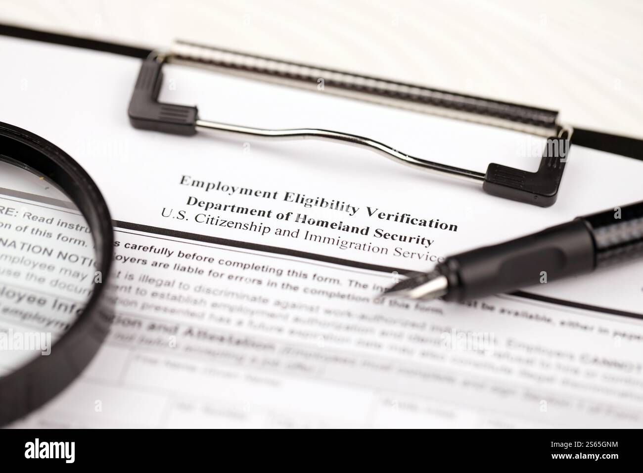 I-9 Employment Eligibility Verification blank form on A4 tablet lies on ...