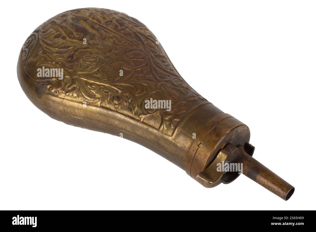 Old west gunpowder flask isolated on white background Stock Photo - Alamy