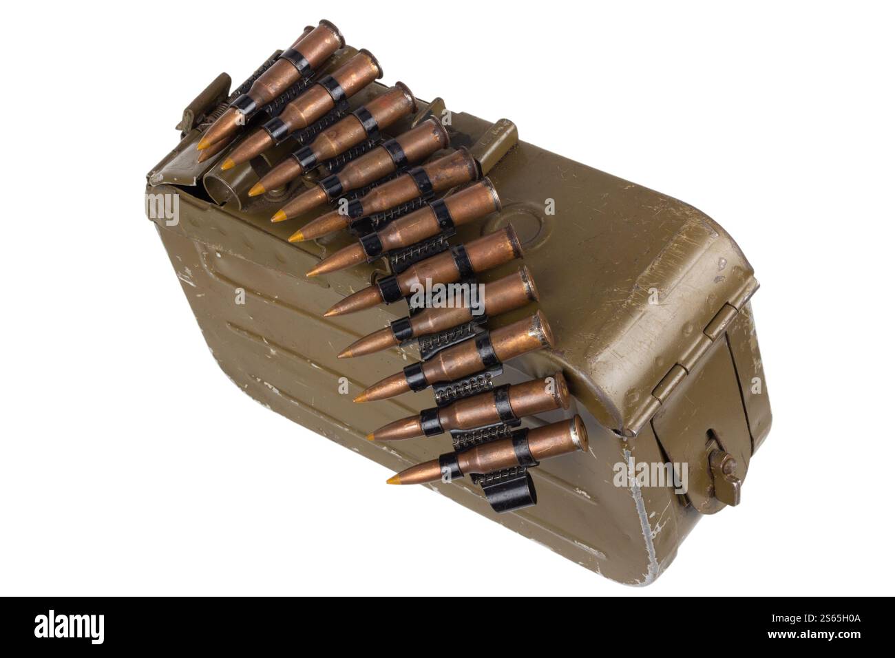 Ammo box with ammunition belt and 7.62 mm cartridges for kalashnikov PK ...