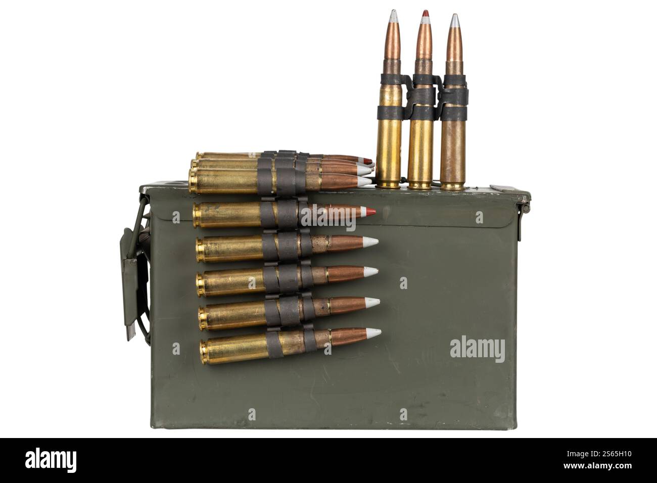 .50 BMG caliber machine gun ammunition belt with cartridges in ...