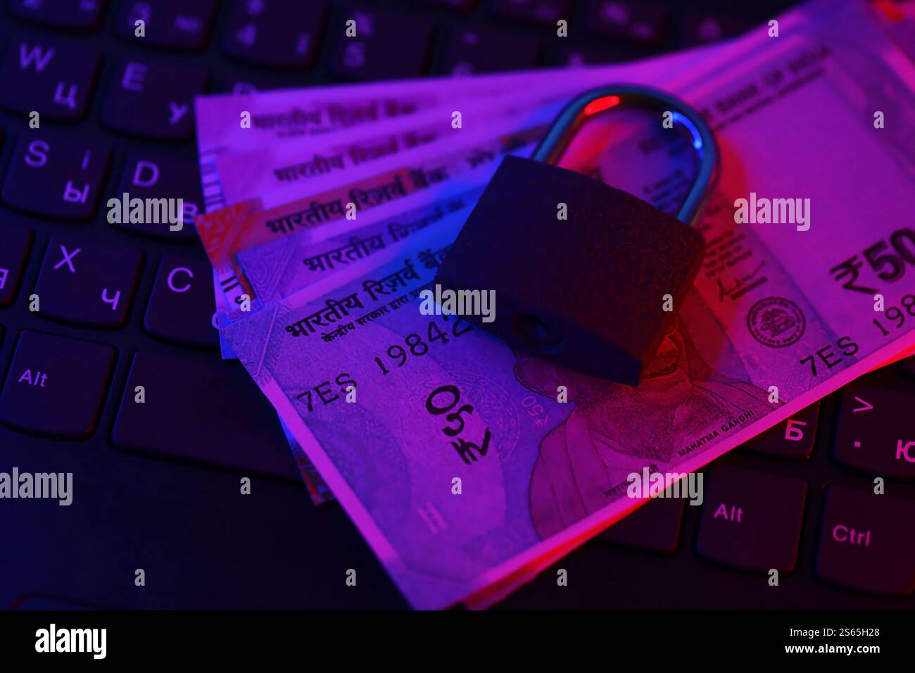 Indian banknotes on laptop hi-res stock photography and images - Alamy