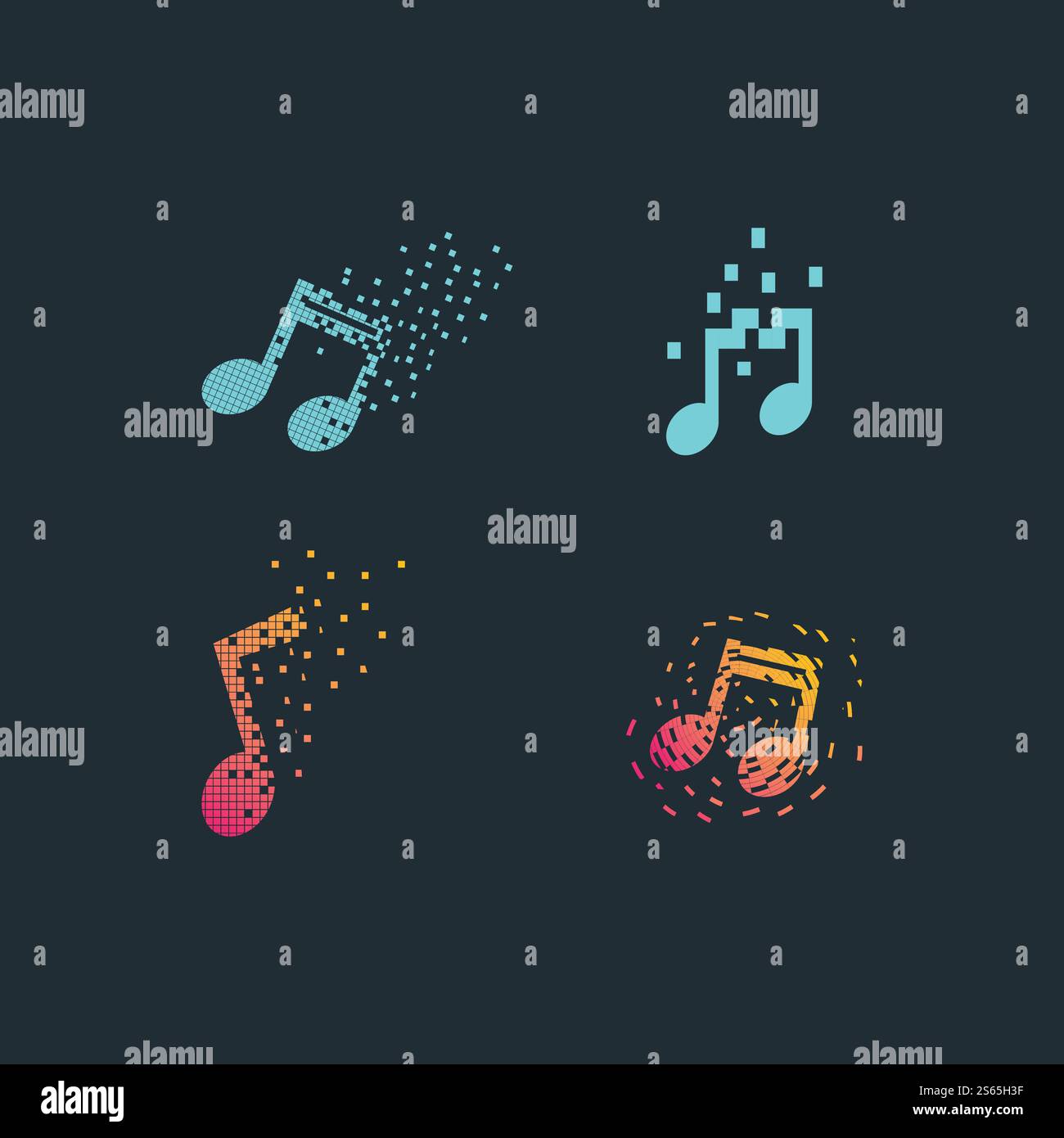 Pixel music note tyechnology logo vector design Stock Vector Image ...