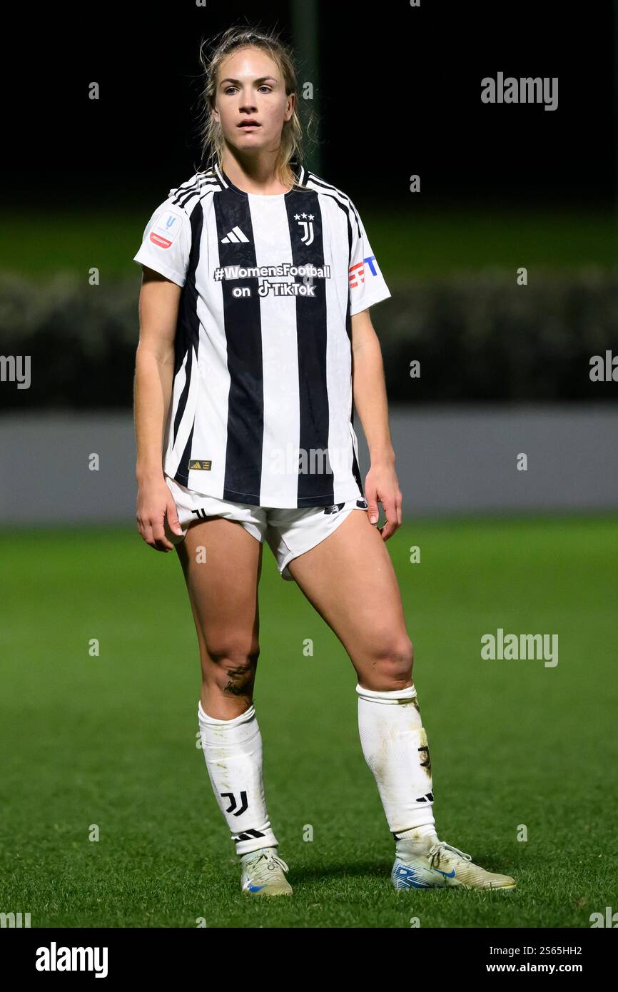 Formello, Italy. 15th Jan, 2025. Abigail Brighton of Juventus FC reacts ...