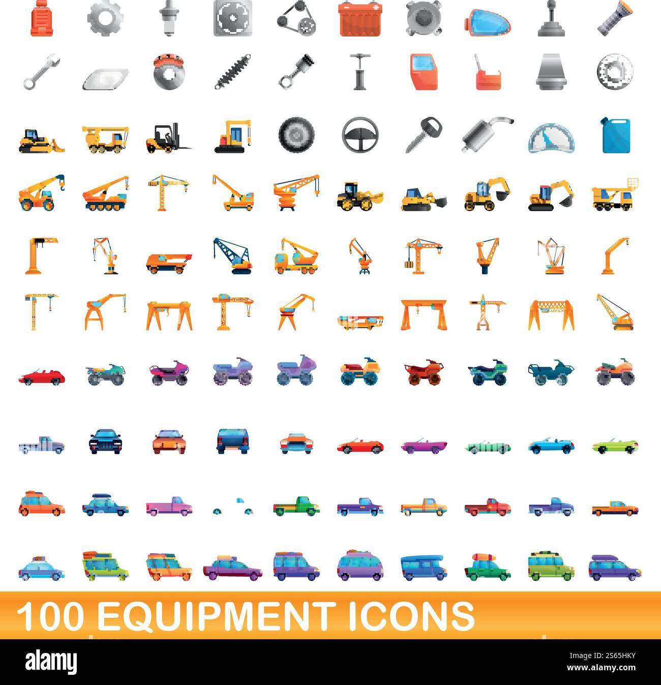 100 equipment icons set. Cartoon illustration of 100 equipment icons ...