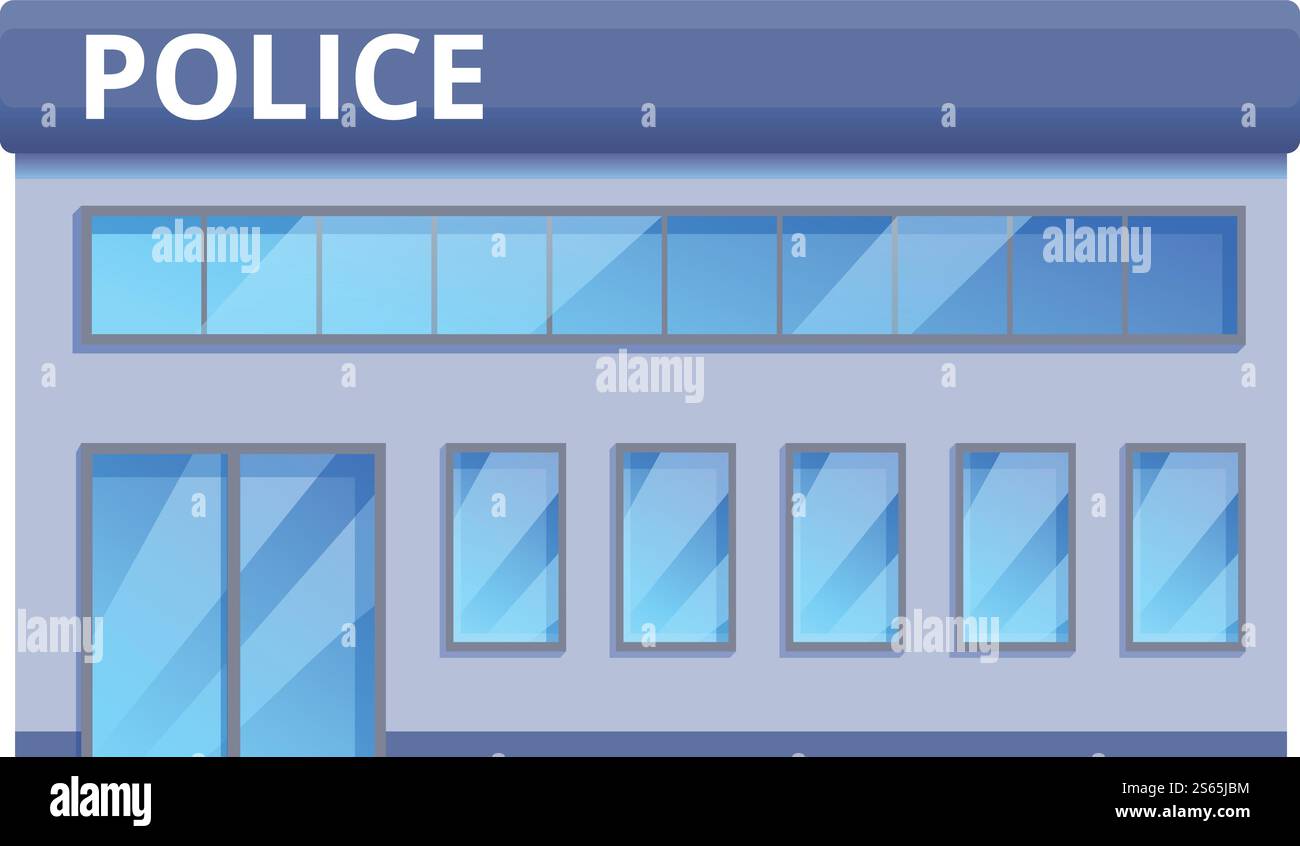 Police station building icon. Cartoon of police station building vector ...