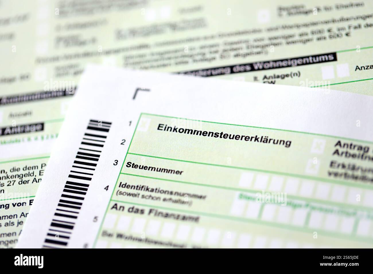 German annual income tax return declaration form for 2022 year close up ...