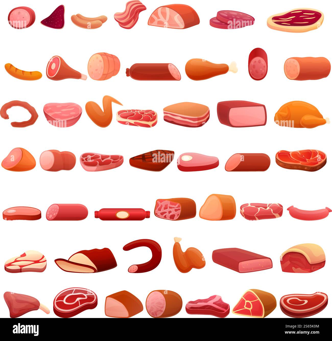 Meat icons set. Cartoon set of meat vector icons for web design. Meat ...