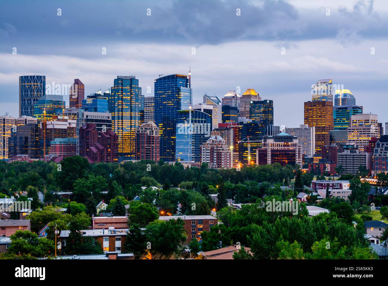 Buildings in Downtown Calgary Canada in the Evening Stock Photo - Alamy