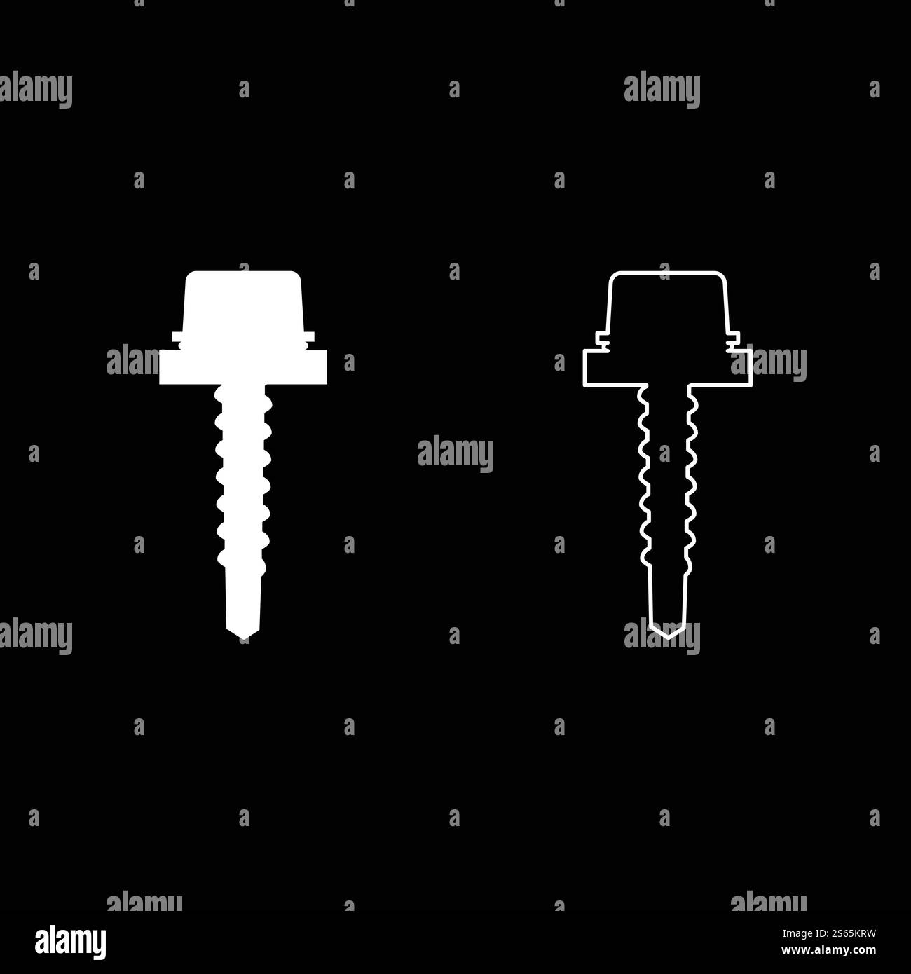 Metal roof screw Mounting profiled corrugated sheeting icon outline set ...
