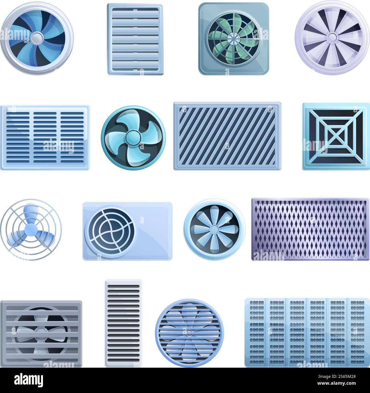 Ventilation icons set. Cartoon set of ventilation vector icons for web ...