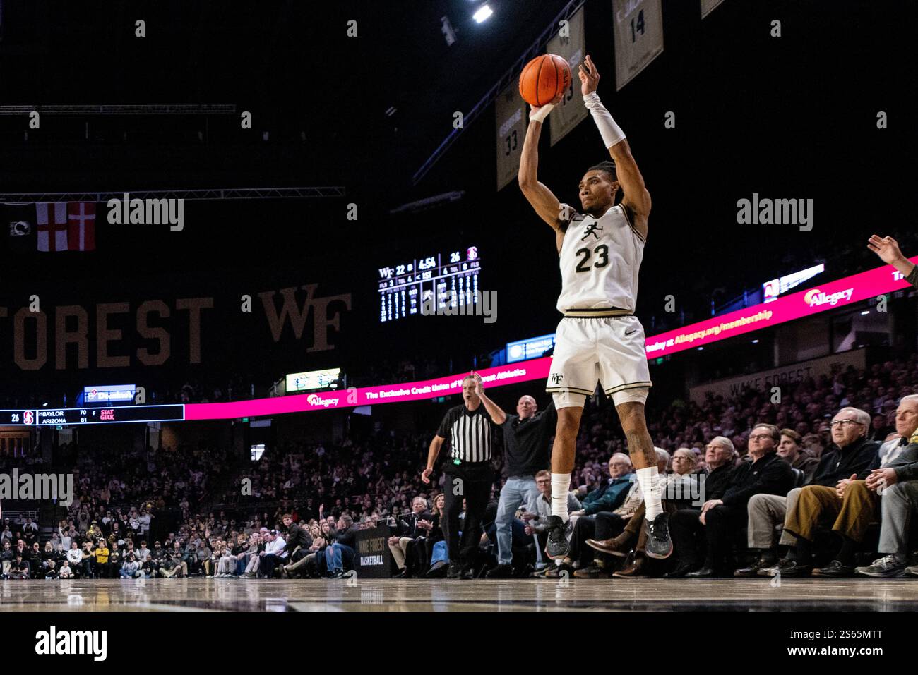 Winston-Salem, NC, USA. 15th Jan, 2025. Wake Forest guard Hunter Sallis ...
