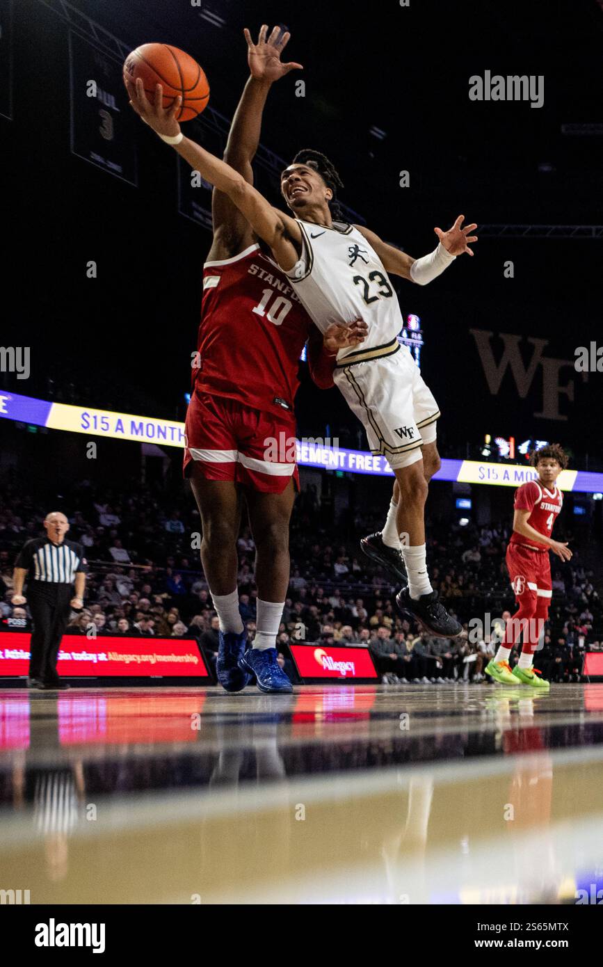 Winston-Salem, NC, USA. 15th Jan, 2025. Wake Forest guard Hunter Sallis ...