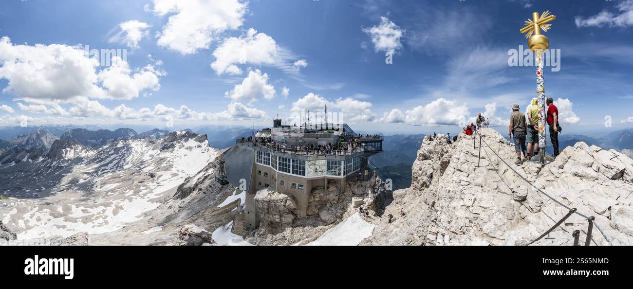 Panorama, view of the Zugspitzplatt, tourist summit of the Zugspitze ...